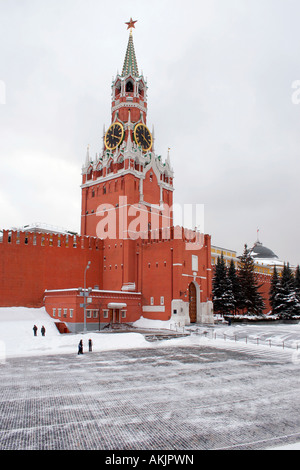 Spasskaya tower (Bashnya) or Saviour Tower of the Kremlin with the ...