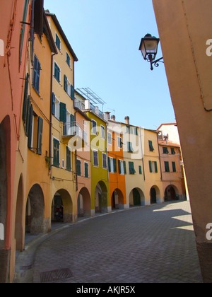 Main square, Borgo Rotondo historic centre, Varese Ligure, Ligury ...