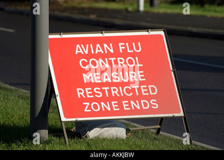 Avian Flu Control Measure Restricted Zone Ends sign. Known also as ...