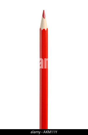 diagonal red sharp wooden pencil on a bright yellow background ...