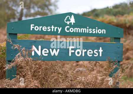 New Forest Forestry Commission sign by the road, Hampshire, England, UK ...