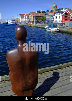 Norway, Stavanger. Broken Column sculpture in front of the fish market ...