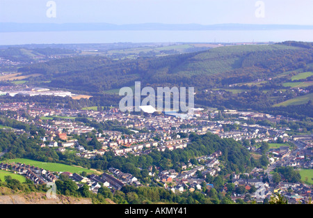 View over part of the village of Risca from Cwmcarn Forest Drive South ...