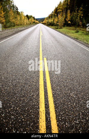 Centerlines along a paved road in autumn Stock Photo - Alamy