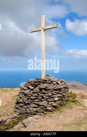 Cross on Brandon Mountain on the Dingle Peninsula in County Kerry ...