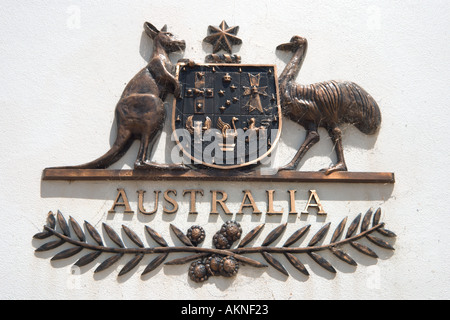 CANBERRA, Australia - The Australian Coat of Arms atop Parliament House ...