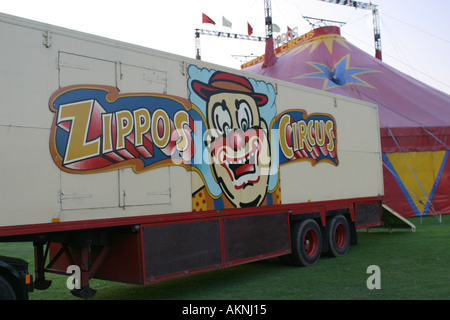 Circus trailer and big top tent Stock Photo - Alamy