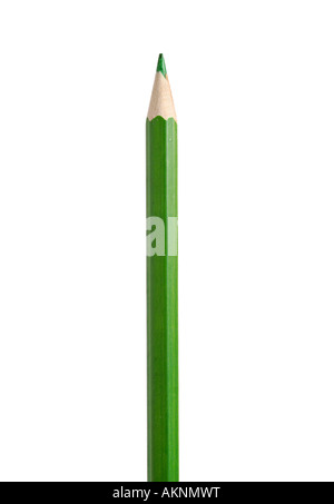 diagonal green sharp wooden pencil on a bright yellow background ...