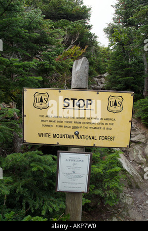 Worst weather in the world warning danger sign. White Mountains ...