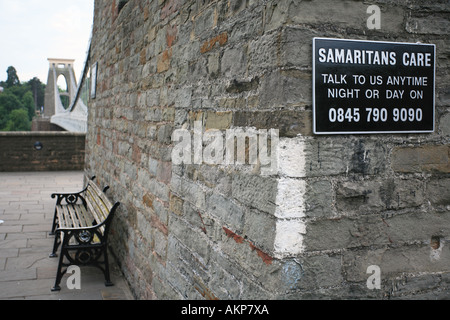 Samaritans suicide help line info on tower of the Clifton Suspension ...