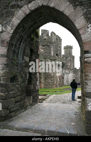 Internal courtyard ruins of famous Welsh tourist attraction Carreg ...