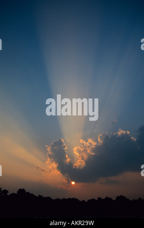 Beautiful rays of light and clouds. Divine sky, glow and shadows from ...