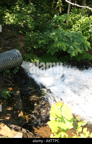 Pollution outflow pipe into river Stock Photo - Alamy