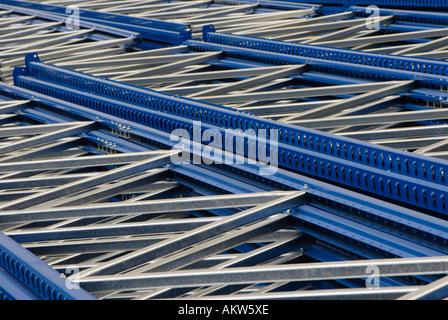 Steel racking waiting to be fitted on a building site in the UK Stock ...