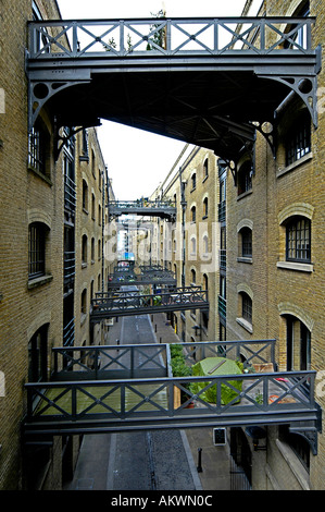 looking down shad thames tower bridge from balcony london england uk ...