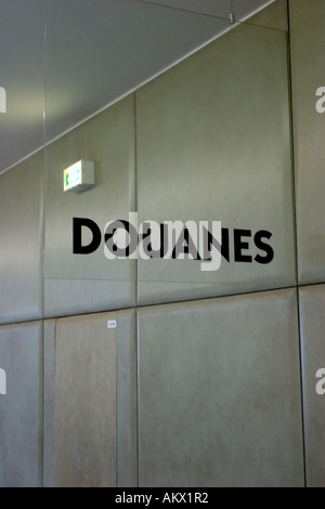 french douane customer station sign in france and chairs for waiting ...