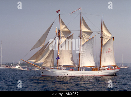An historic three masted sailing ship on display at Waitangi, Bay of ...