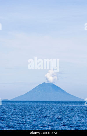 landscape photo of Sulawesi, Indonesia, with smoking crater lake Stock ...