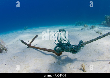 Anchor of a fishing boat lies on the seabed, Indonesia Stock Photo - Alamy