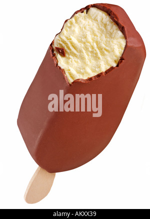 Ice cream covered in chocolate sprinkles on a wooden table Stock Photo ...
