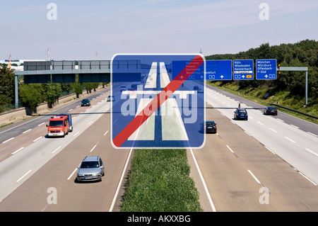 road sign indicating the end of the freeway in italy FINE AUTOSTRADA ...