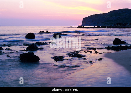 Sunset, Phalasarna, Crete, Greece Stock Photo - Alamy