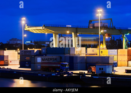 Container terminal in the Berlin west port, Berlin, Germany Stock Photo ...