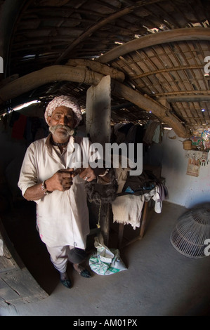 Rajasthani farmer with traditional Rajasthani turban at Nimaj ...