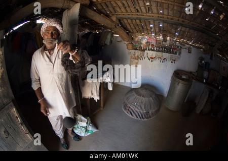 Rajasthani farmer with traditional Rajasthani turban at Nimaj ...