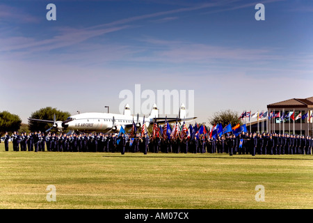 USAF Basic Training parade flags Stock Photo - Alamy