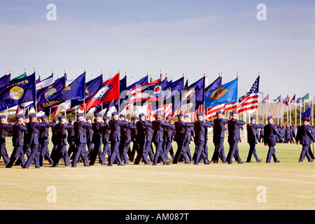 USAF Basic Training parade flags Stock Photo - Alamy