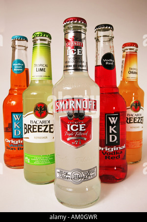 alcopop alcopops smirnoff ice wkd breezer teen drinking Stock Photo - Alamy