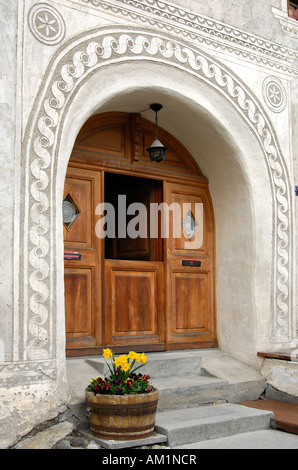 Entrance of an Engadin house decorated with Sgraffito ornaments from ...