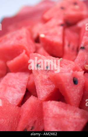 close up of juicy watermelon wedges arranged neatly for fresh fruit ...