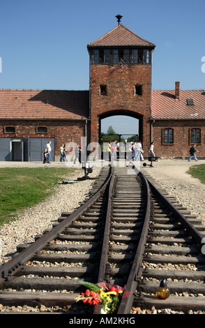 Auschwitz guard tower Stock Photo - Alamy