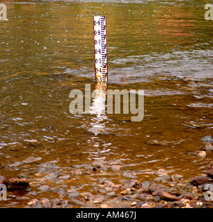 Depth stick for measuring the water level in a river Stock Photo - Alamy