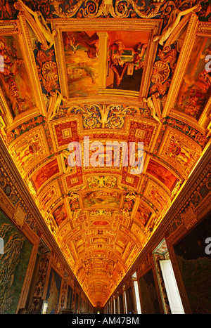 Vatican Museum Map Room Inside Ornate Sculptured Ceiling Rome, Italy Stock Photo - Alamy