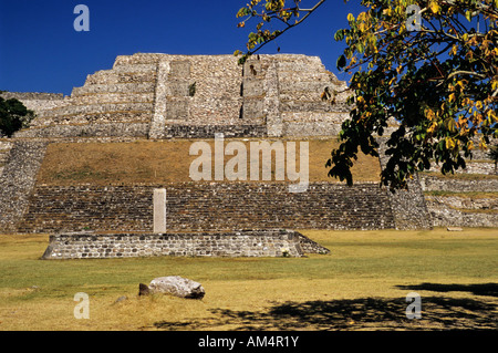 Pyramid at Plaza de la Estela, Laguna de Coatetelco behind, Ruins of ...