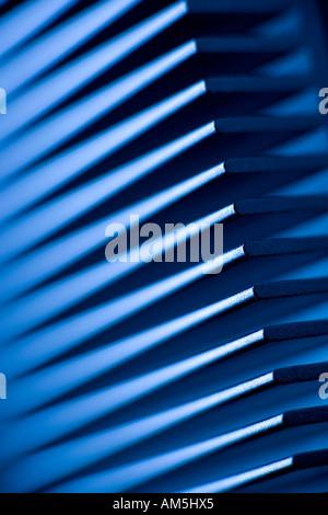 Detail of computer fan with blue color light abstract background ...