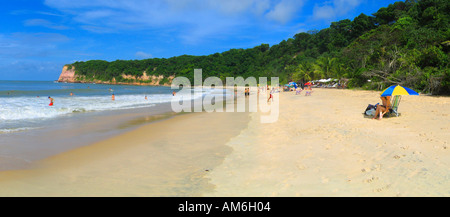 The secluded Praia do Madeiro beach by Baia dos Golfinhos bay in Pipa ...