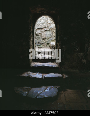 St Govan's Chapel, a tiny medieval hermit cell built in to the cliffs ...