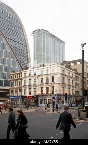 Moorgate London Wall and City Point City of London EC2 with Red Bus ...
