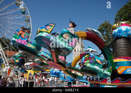 Octopussy ride and ferris wheel, Laurentius fair, Bergisch Gladbach ...