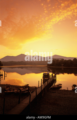 Sunset at Derwentwater in the Lake District, Cumbria England UK Stock ...