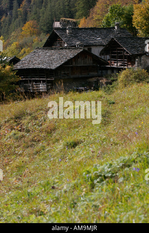 Typical walser house in Alpenzu, Val Gressoney, Valle d'Aosta Stock ...
