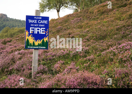 Autumn Fire risk - Please do not start fire sign; scottish heather ...