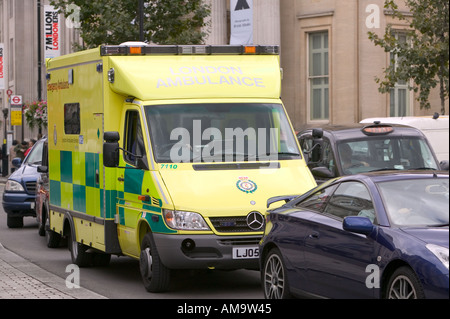 Ambulance Stuck In Congestion In A Narrow High Street Stock Photo ...