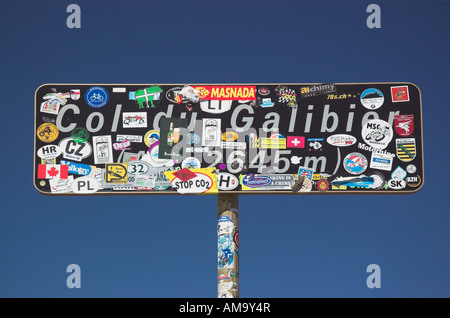 The sign for Col du Galibier covered in stickers Stock Photo - Alamy