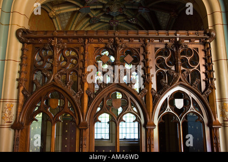 Wales Cardiff Cardiff Castle Library carved beaver capping bookcase ...