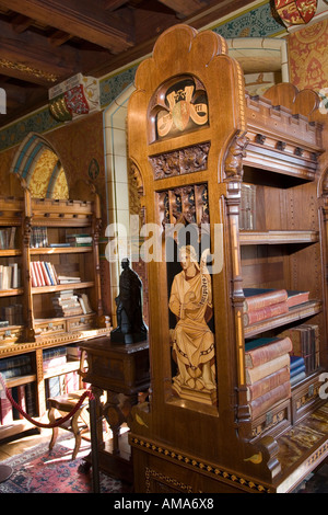 Wales Cardiff Cardiff Castle Library carved wooden screen unfurling ...